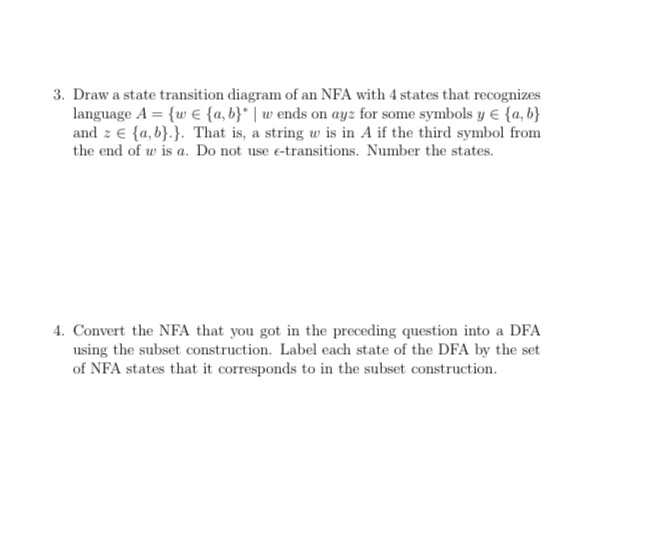 Solved 3. Draw a state transition diagram of an NFA with 4 | Chegg.com