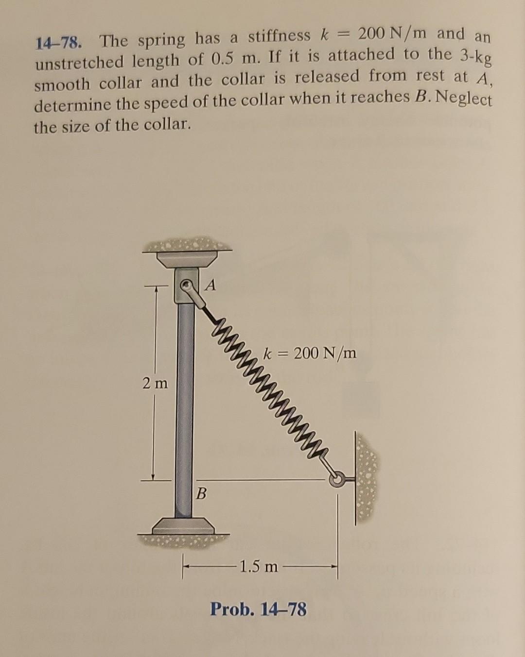 Solved 14-78. The spring has a stiffness k=200 N/m and an | Chegg.com