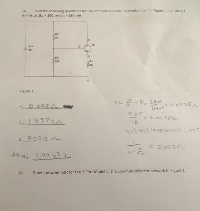 Solved please draw the schematic and label the 2 Port Model | Chegg.com