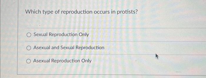 Solved Which Type Of Reproduction Occurs In Protists Sexual