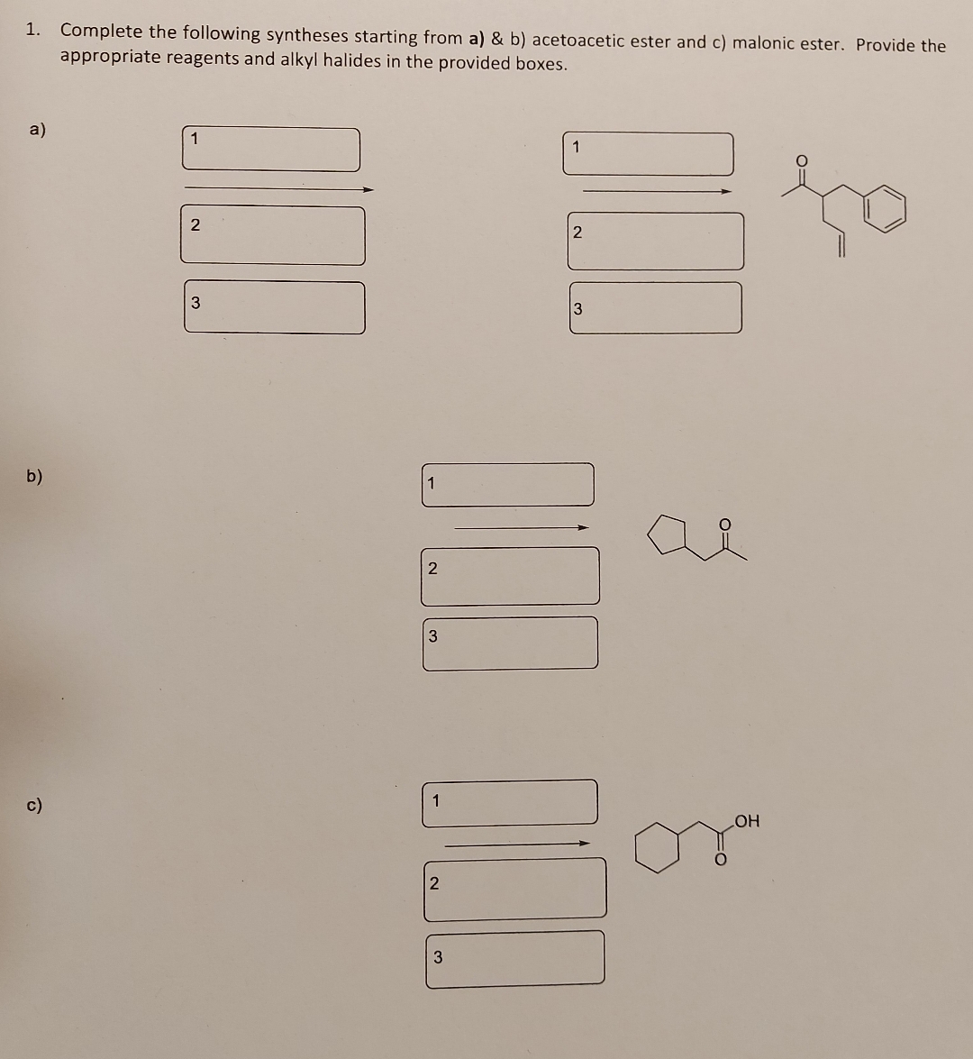 Solved Complete the following syntheses starting from a) ﻿& | Chegg.com