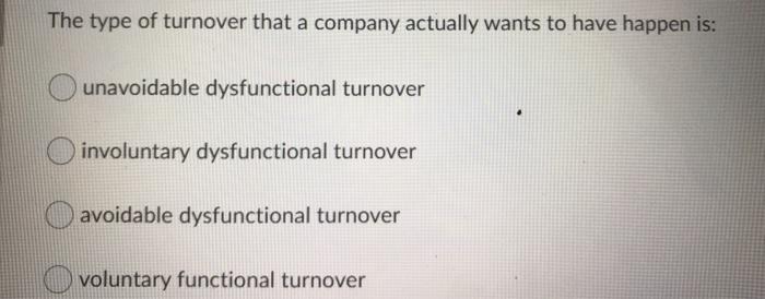 Solved The type of turnover that a company actually wants to | Chegg.com