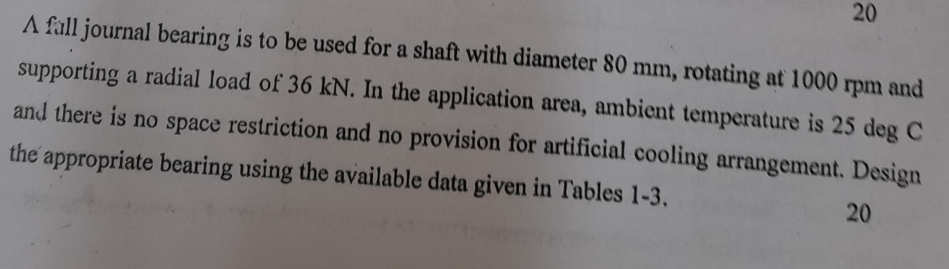 Q)A full journal bearing is to be used for a shaft | Chegg.com
