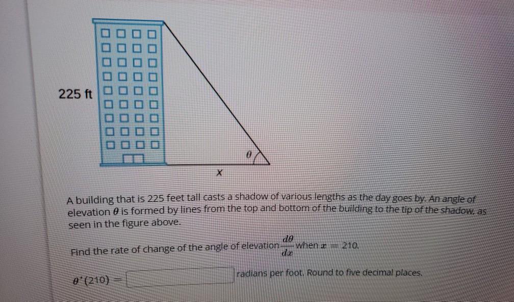 Solved 225 ft A building that is 225 feet tall casts a | Chegg.com