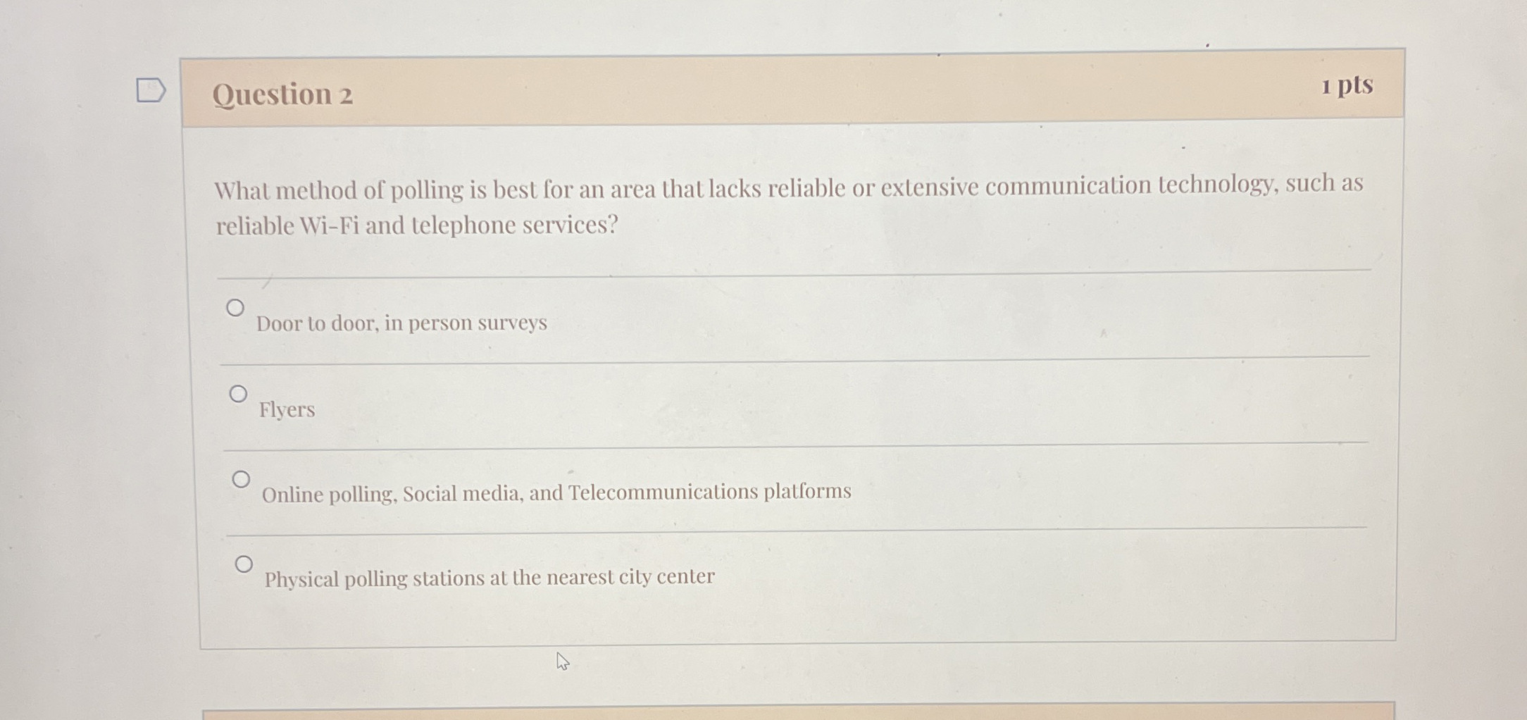 Solved Question 2What method of polling is best for an area | Chegg.com