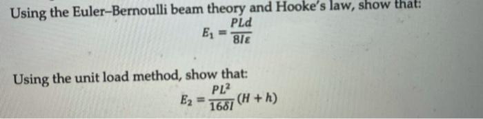 Solved Using the Euler-Bernoulli beam theory and Hooke's | Chegg.com