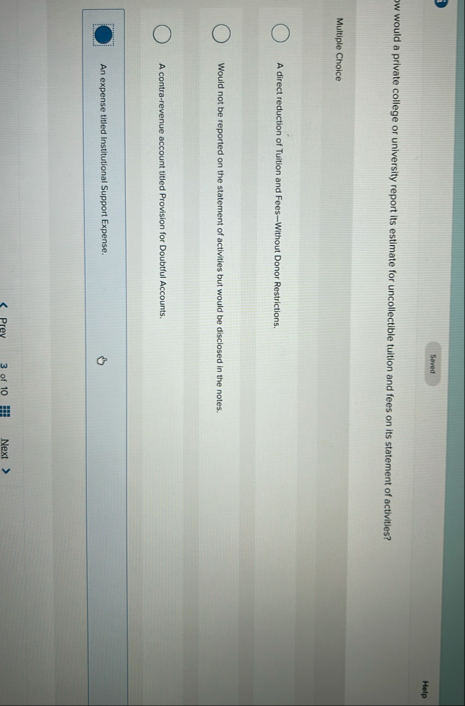 Solved Helpw would a private college or university report | Chegg.com