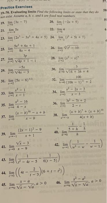 Solved Practice Exercises 19-70. Evaluating limits Find the | Chegg.com