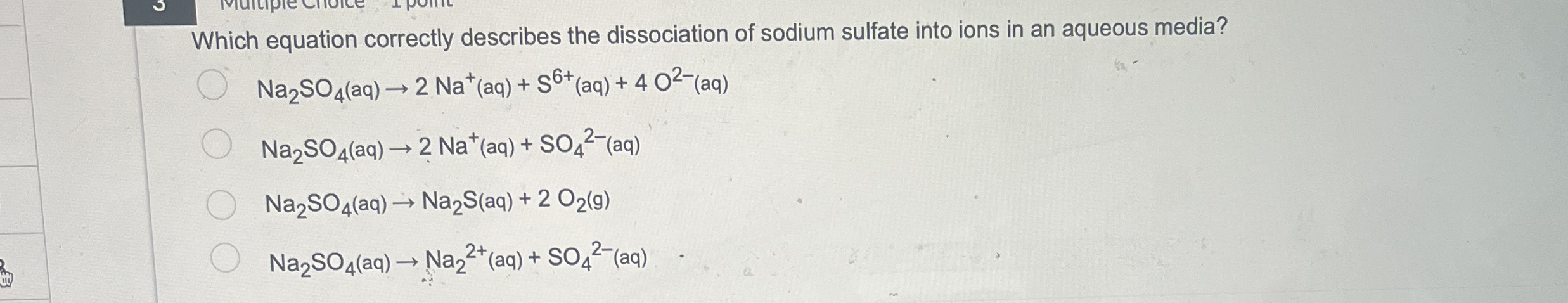 Solved Which equation correctly describes the dissociation | Chegg.com