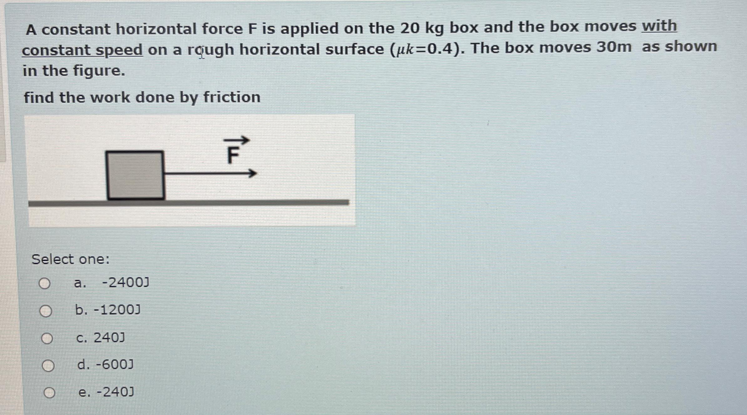 Solved A constant horizontal force F ﻿is applied on the 20kg | Chegg.com