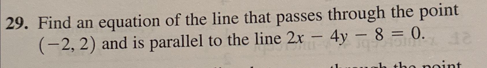 Solved Find an equation of the line that passes through the | Chegg.com