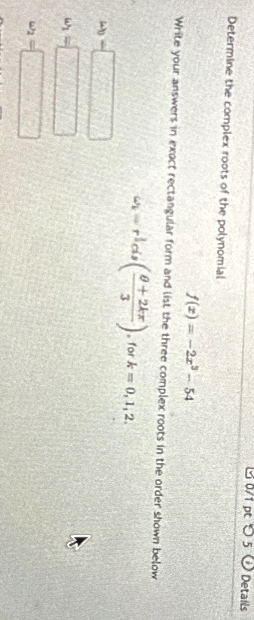 Solved Determine the complex roots of the | Chegg.com
