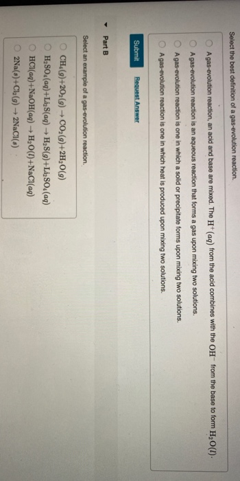 Solved Select the best definition of a gas-evolution | Chegg.com