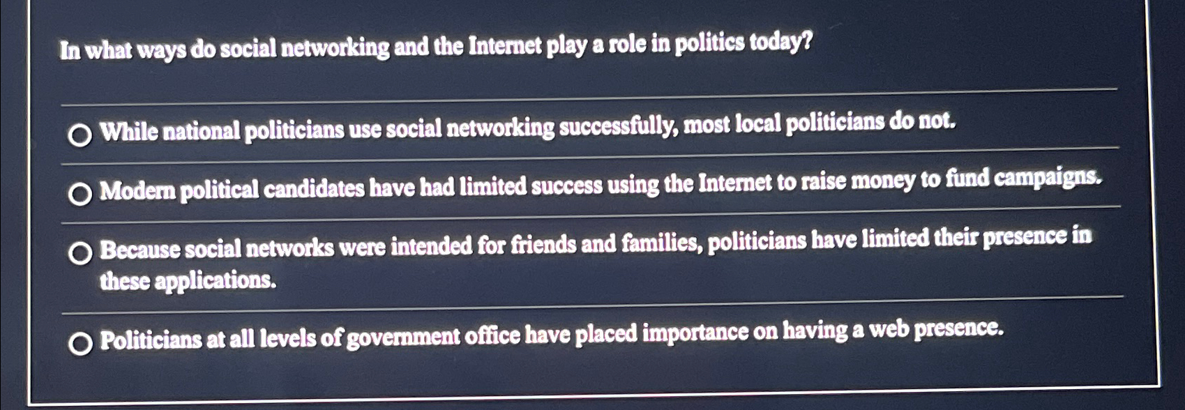 Solved In what ways do social networking and the Internet | Chegg.com