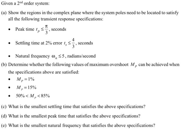 Solved Given a 2nd order system: (a) Show the regions in | Chegg.com