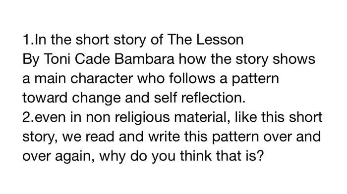 1.In the short story of The Lesson By Toni Cade | Chegg.com