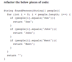 Solved refactor the below pieces of code: | Chegg.com