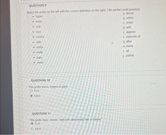 Solved Match the prefix on the left with the correct | Chegg.com