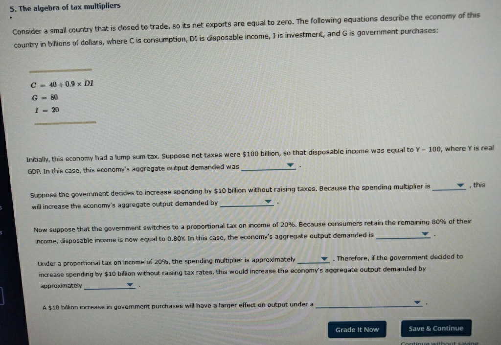 Solved The algebra of tax multipliersConsider a small | Chegg.com