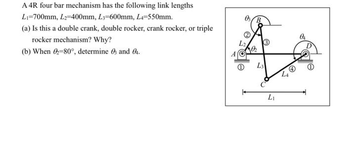 Solved B A 4R four bar mechanism has the following link | Chegg.com