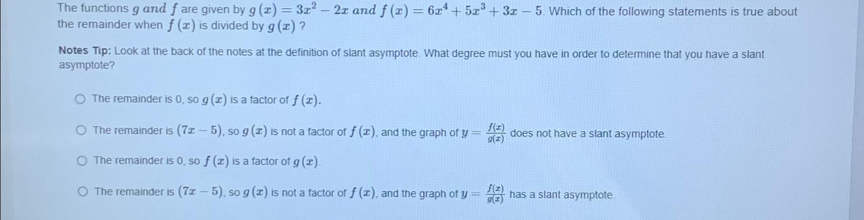 Solved The functions g ﻿and f ﻿are given by g(x)=3x2-2x ﻿and | Chegg.com