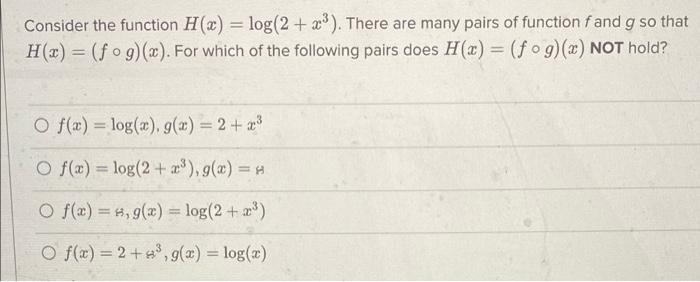 Solved Consider the function H(x) = log(2+ x3). There are | Chegg.com