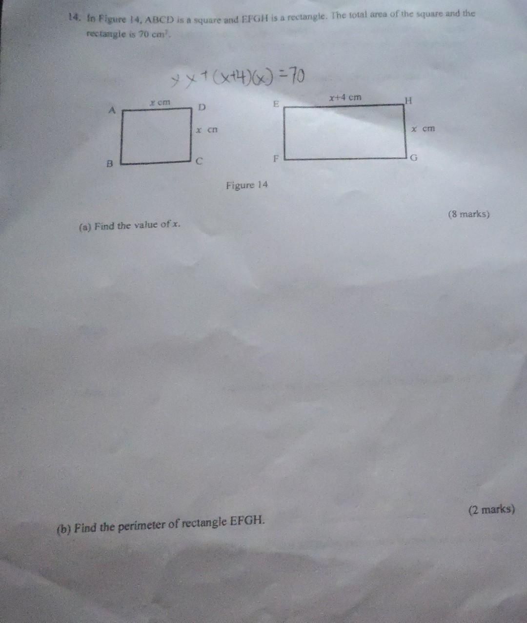 Solved 14. In Pigure 14, ABCD is a square and EFGH is a | Chegg.com