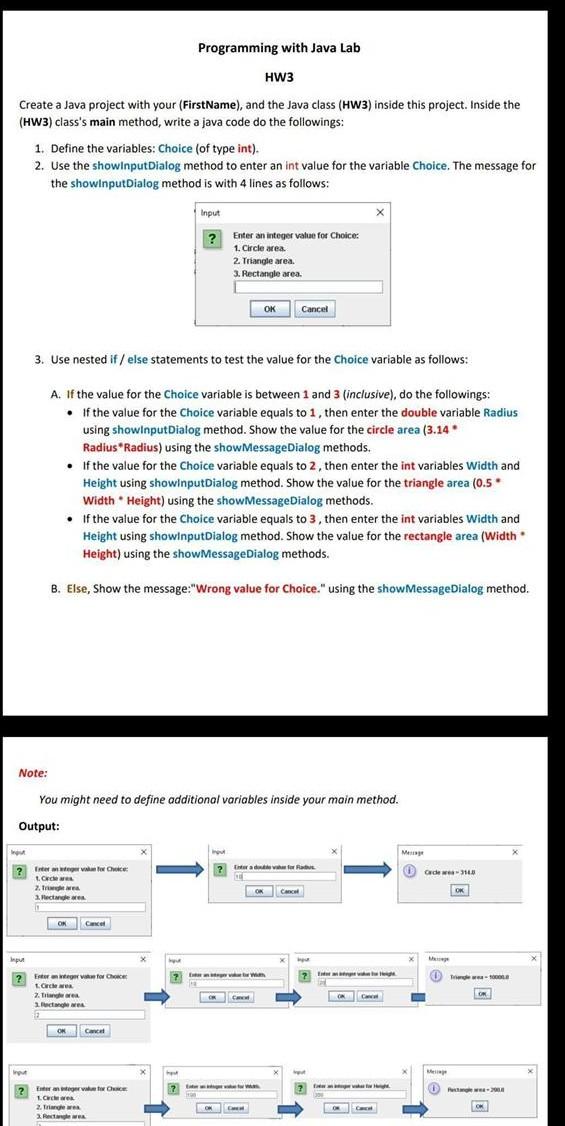 Solved Programming With Java Lab Hw3 Create A Java Project 