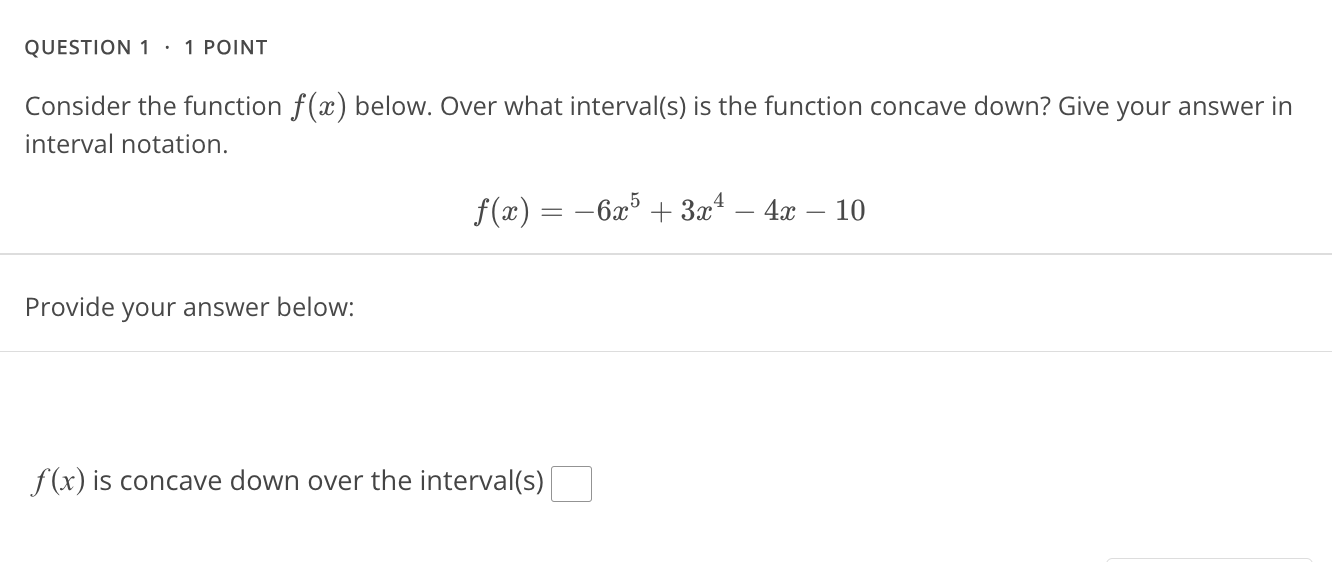 Solved QUESTION 1*1 POINTConsider the function f(x) below. | Chegg.com Solved QUESTION 1*1 POINTConsider the function f(x) below. | Chegg.com