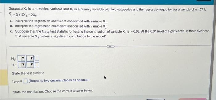 Solved Suppose X1 is a numerical variable and X2 is a dummy | Chegg.com