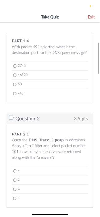 PART 1.4 With packet 491 selected, what is the | Chegg.com