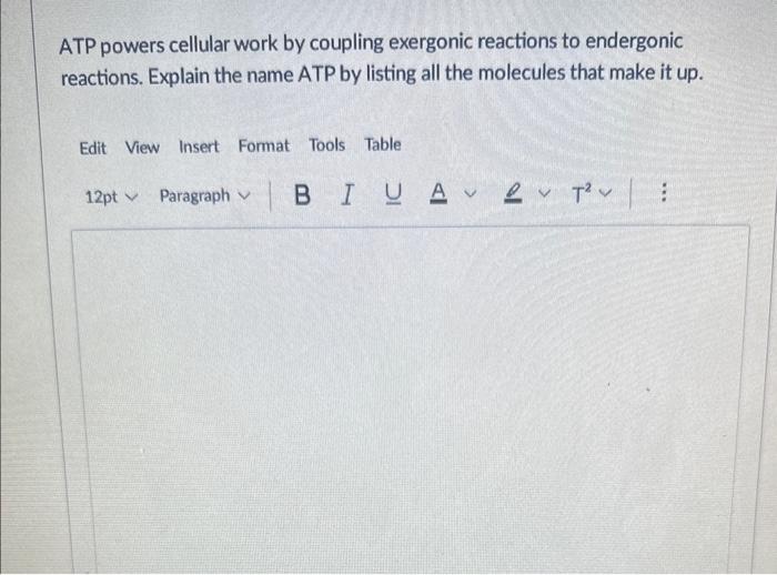 Solved ATP powers cellular work by coupling exergonic | Chegg.com