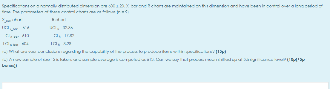 Solved Specifications on a normally distributed dimension | Chegg.com