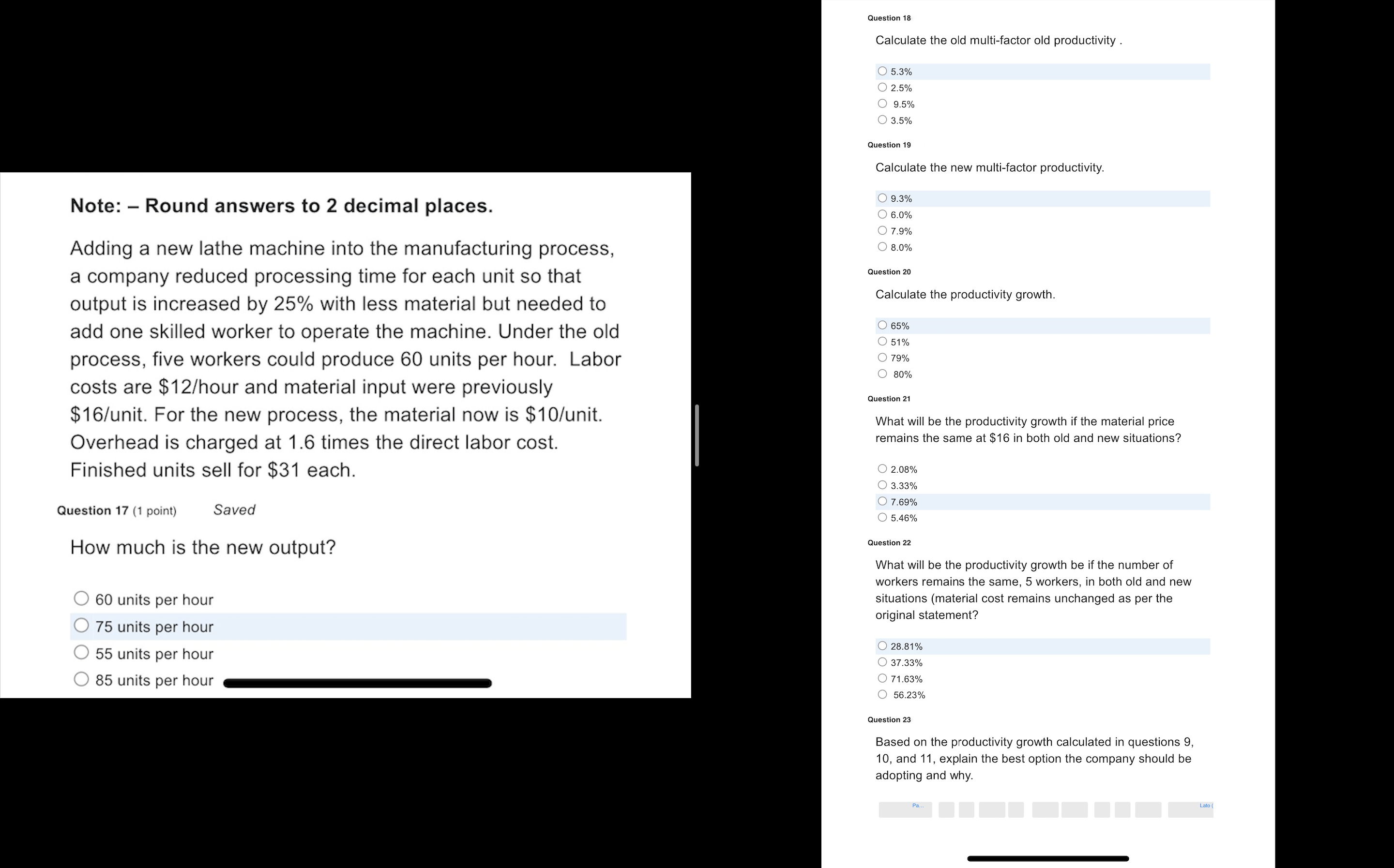 Solved Calculate the old multi-factor old productivity | Chegg.com