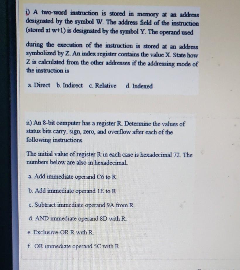 Solved D) A two-word instruction is stored in memory at an | Chegg.com