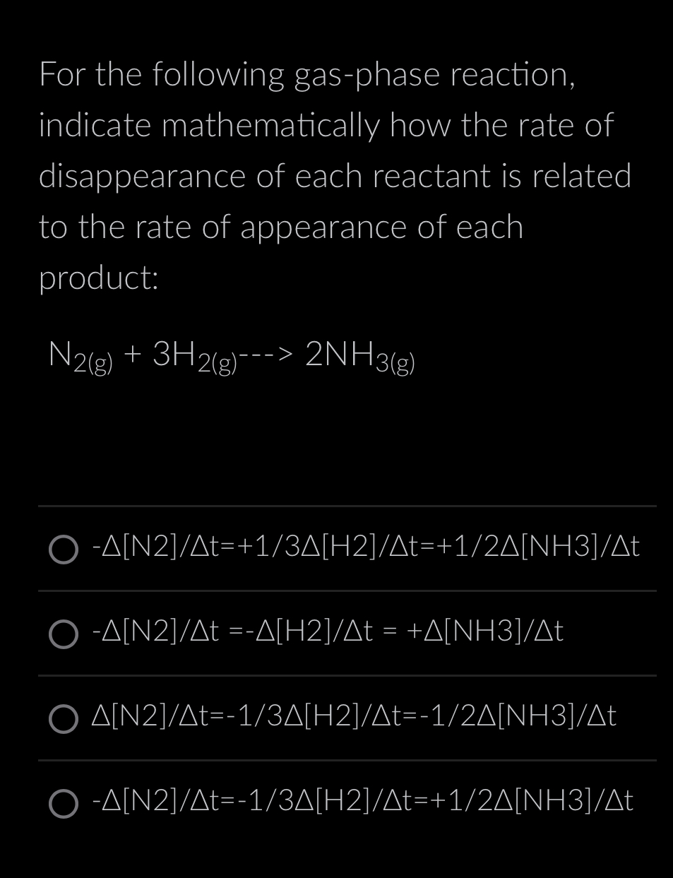 Solved For the following gas-phase reaction, indicate | Chegg.com