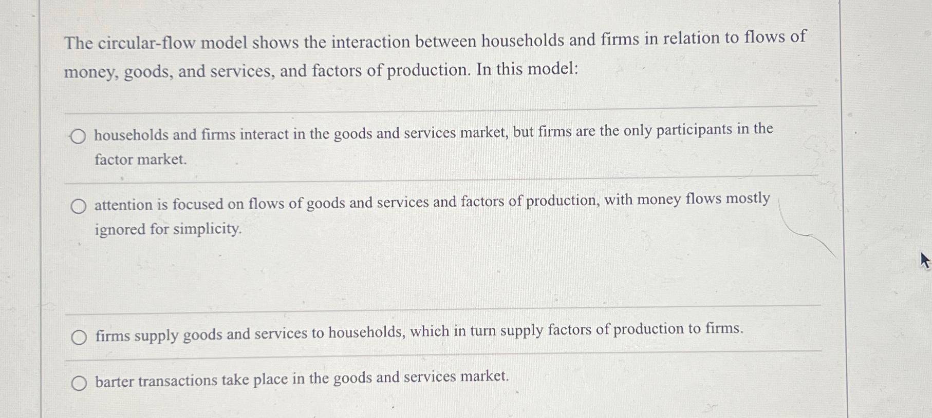 Solved The circular-flow model shows the interaction between | Chegg.com