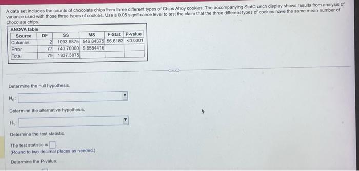 Solved A data set includes the counts of chocolate chips | Chegg.com