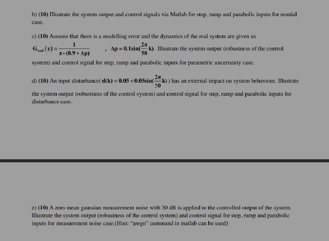 Solved b) (10) Illustrate the system output and control | Chegg.com