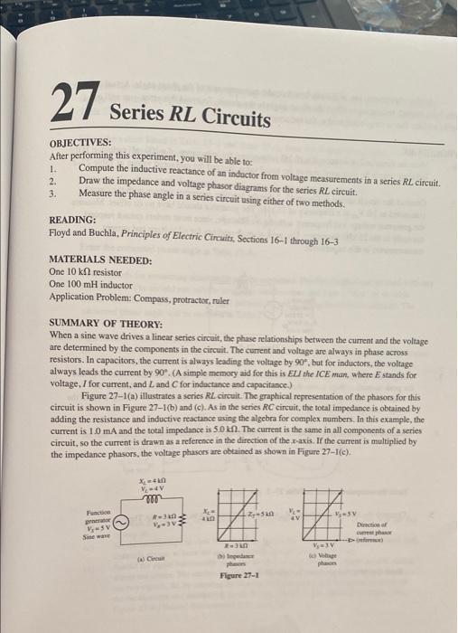 Solved complete table 27-1, table 27-2(use a 10mH inductor & | Chegg.com