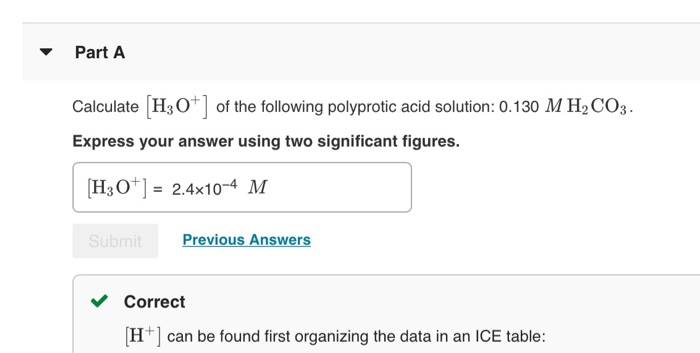 Solved Part A Calculate [H3O+] of the following polyprotic | Chegg.com