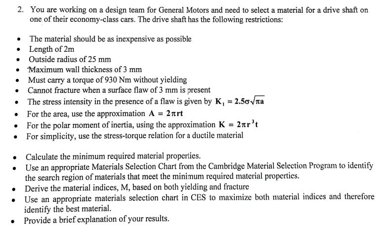 Solved You are working on a design team for General Motors | Chegg.com