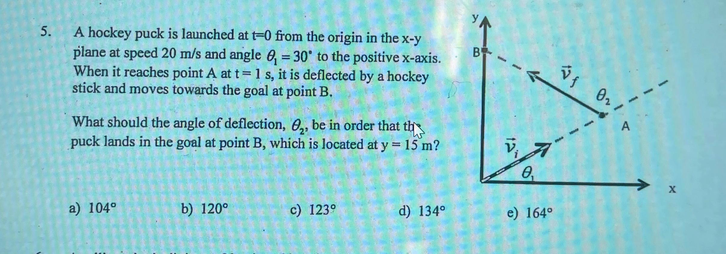 Solved A hockey puck is launched at t=0 ﻿from the origin in | Chegg.com
