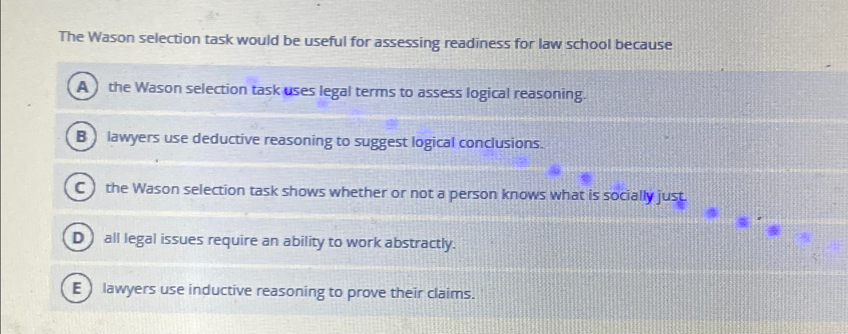 Solved The Wason selection task would be useful for | Chegg.com