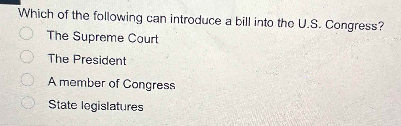 Solved Which of the following can introduce a bill into the | Chegg.com