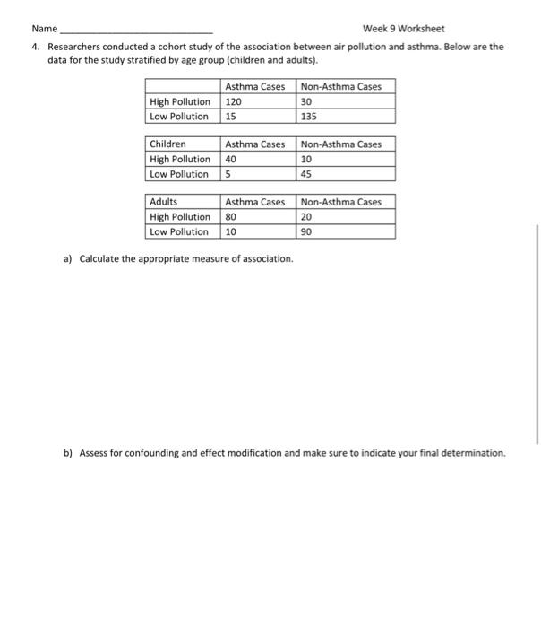 Solved Name Week 9 Worksheet 1. Explain the epidemiological | Chegg.com