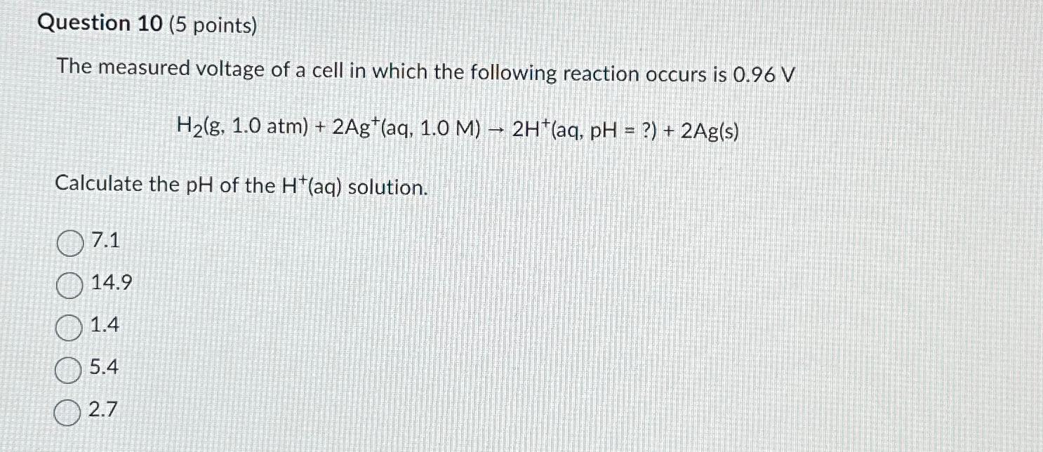 Solved Question 10 (5 points)\\nThe measured voltage of a | Chegg.com Solved Question 10 (5 points)\\nThe measured voltage of a | Chegg.com
