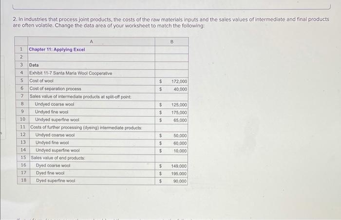 Solved Required information Chapter 11: Applying Excel: | Chegg.com