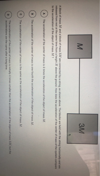 Solved a block of mass M and a block of mass 3M are | Chegg.com
