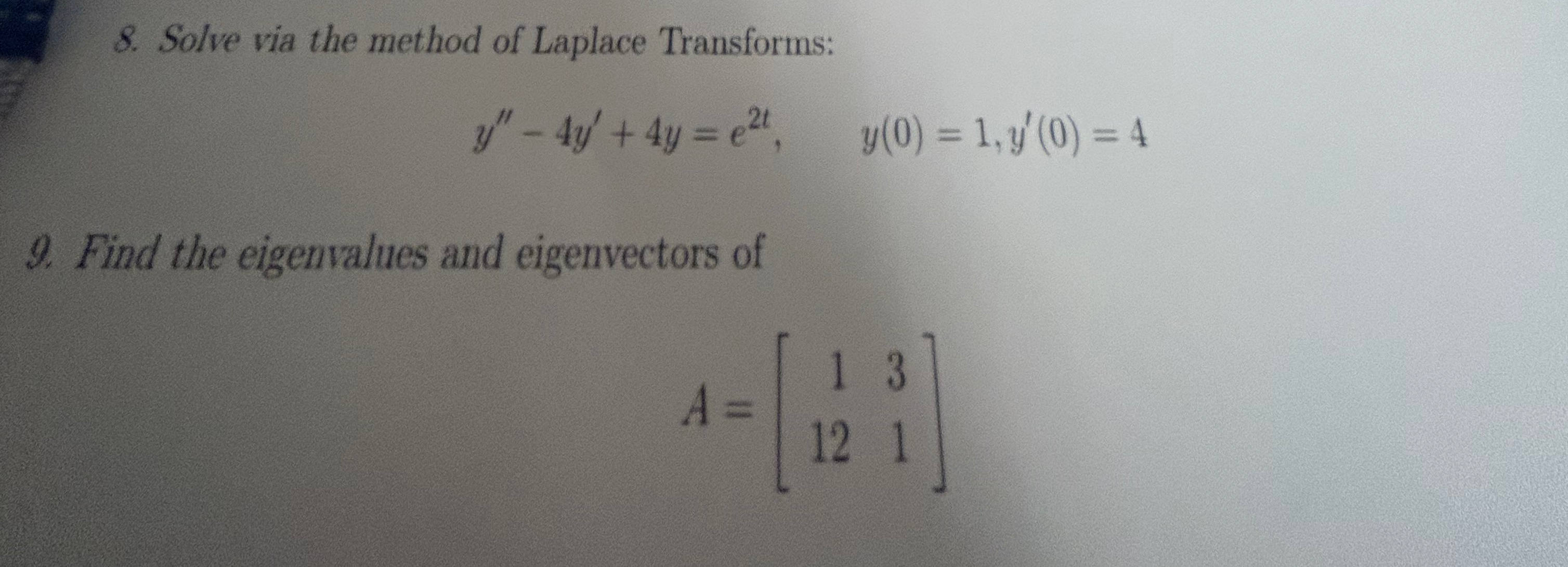 Solve via the method of Laplace | Chegg.com